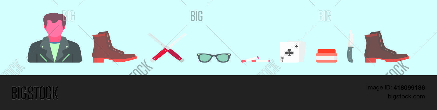 Set Greaser Cartoon Vector & Photo (Free Trial) | Bigstock