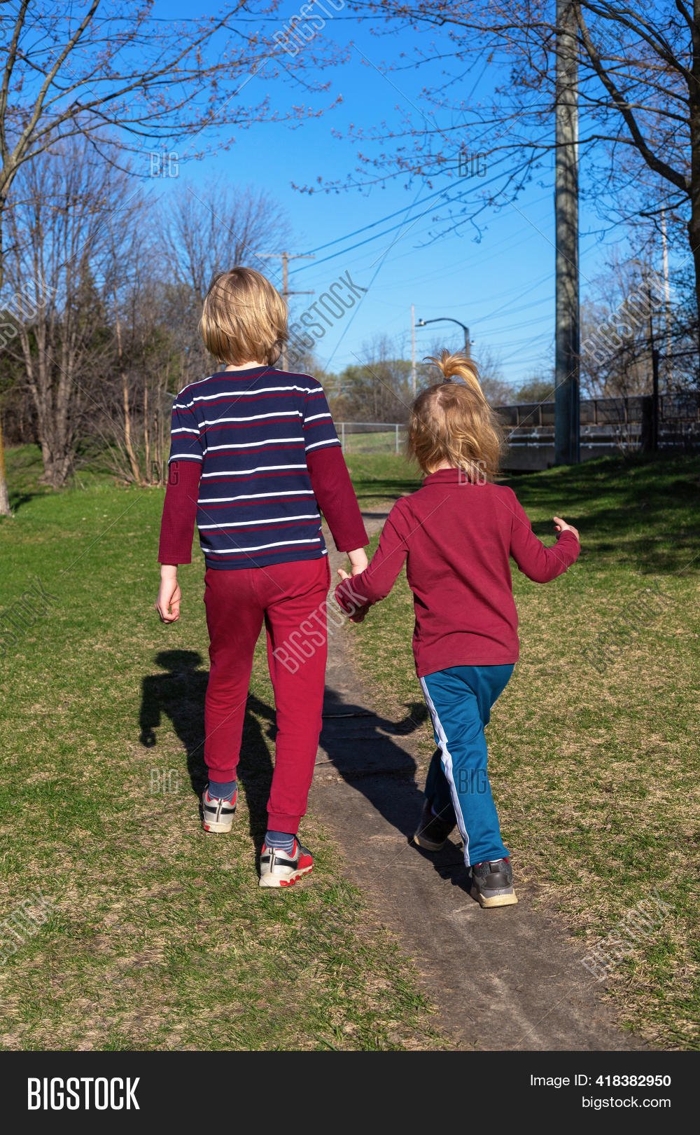 Family Walking Together From Behind