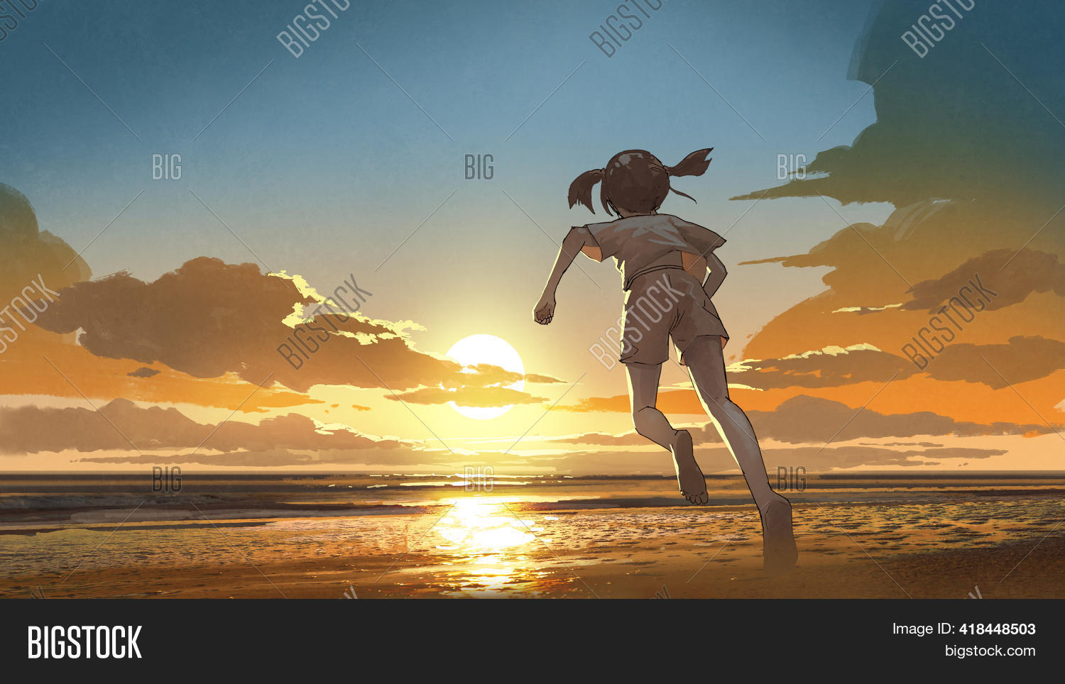 Running On The Beach Paintings