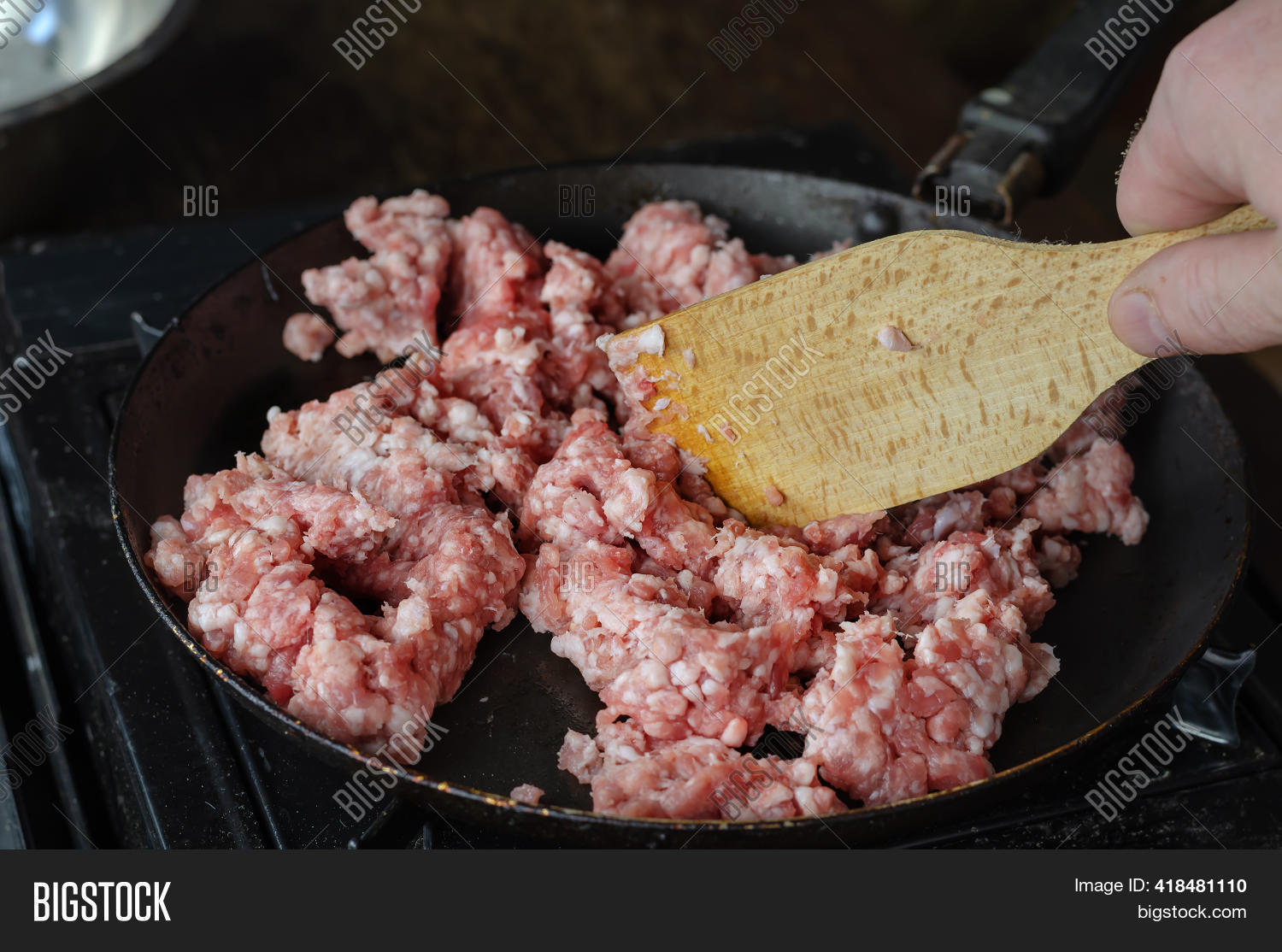 Man Frying Minced Meat Image & Photo (Free Trial) | Bigstock