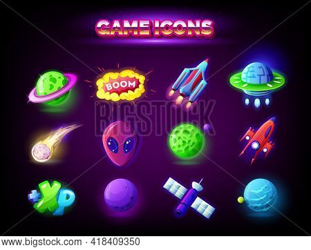 Mobile Game Icons Set Vector & Photo (Free Trial) | Bigstock