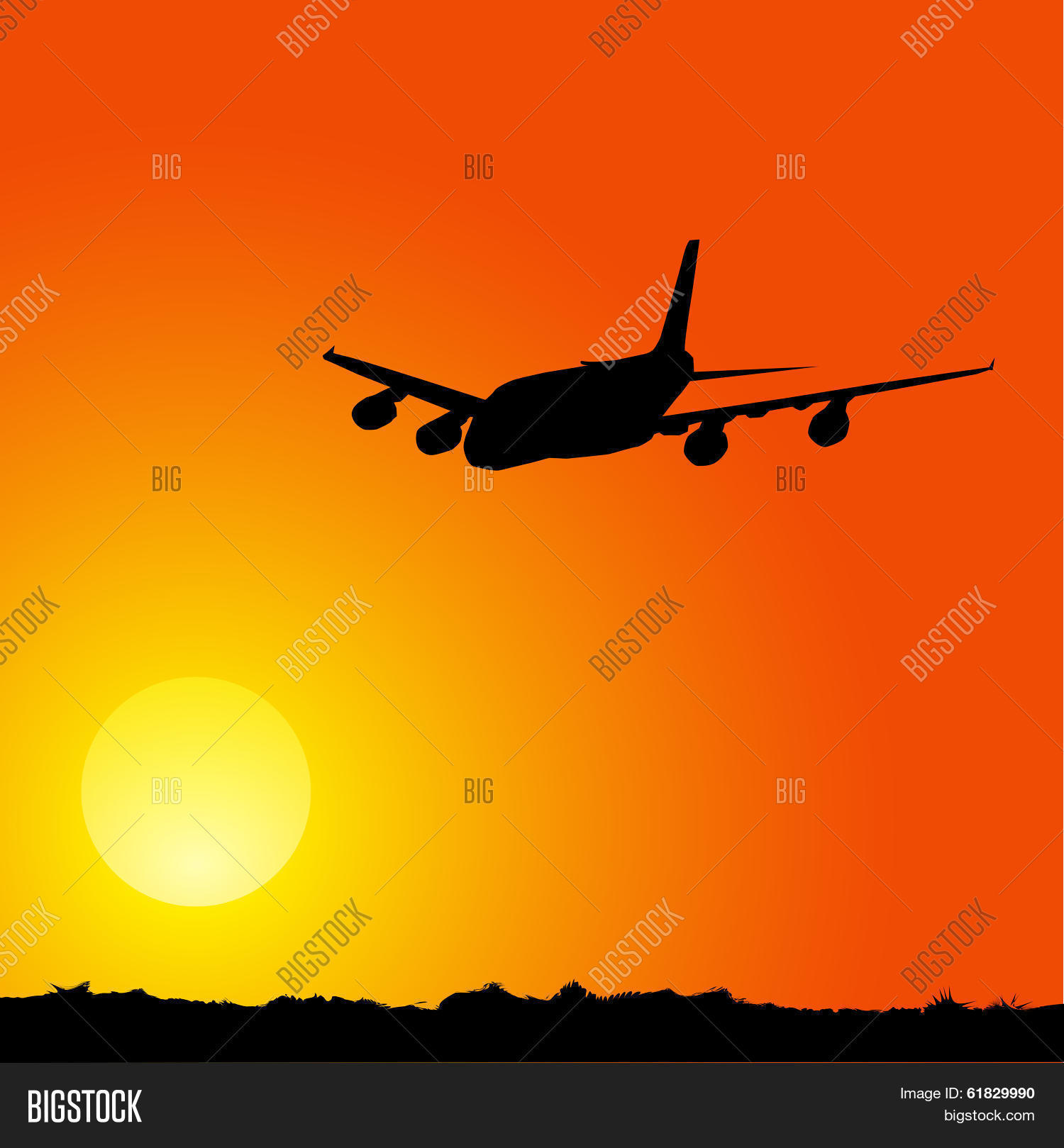 Plane On Sunset Vector & Photo (Free Trial) | Bigstock