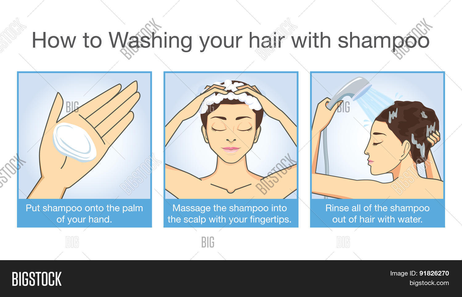 How Shampoo Your Hair Vector & Photo (Free Trial) | Bigstock