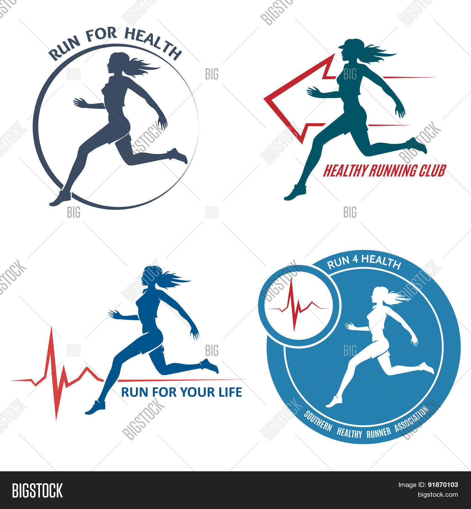 Healthy Run Emblem Vector & Photo (Free Trial) | Bigstock
