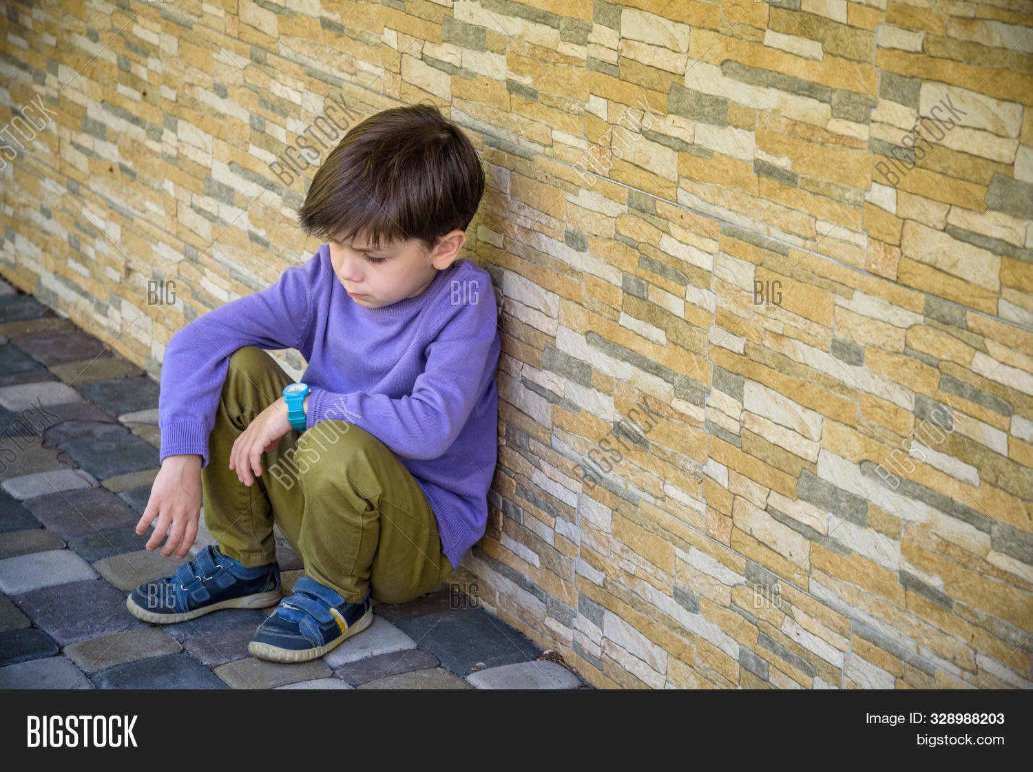 Little Boy Sad Sitting Image & Photo (Free Trial) | Bigstock