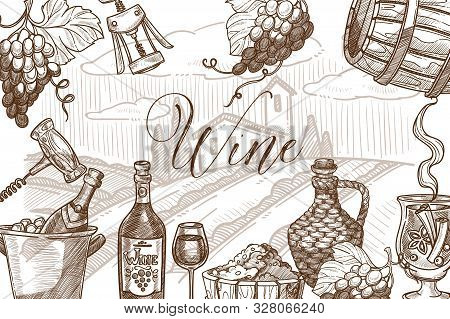 Wine Frame Sketch Vector & Photo (Free Trial) | Bigstock