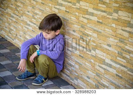 Little Boy Sad Sitting Image & Photo (Free Trial) | Bigstock