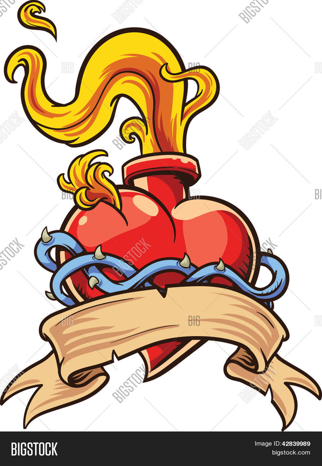 Flaming Heart. Vector Vector & Photo (Free Trial) | Bigstock