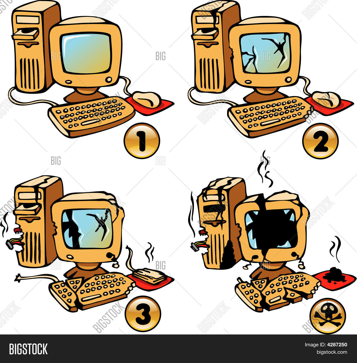 Burned Computer Vector & Photo (Free Trial) | Bigstock