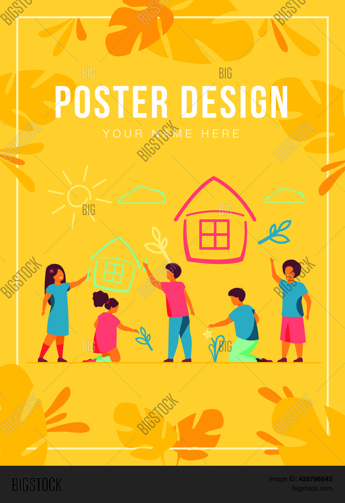 Children Drawing Home Vector & Photo (Free Trial) | Bigstock
