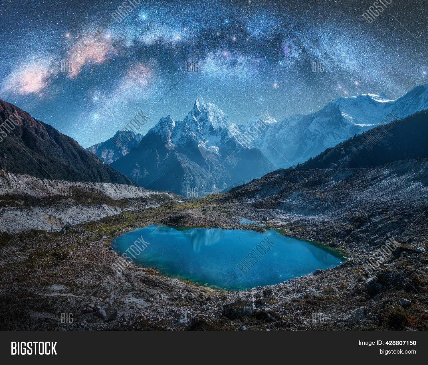 Nature Landscape Snow Milky Way Lake Starry Night