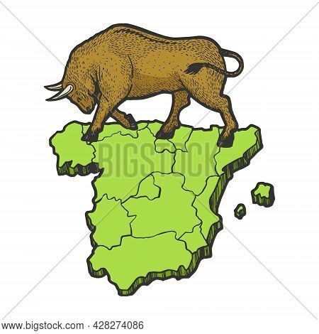 Spain Map Bull Color Vector & Photo (Free Trial) | Bigstock