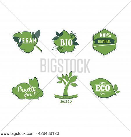 Bio And Vegan Stickers, Natural Product Label For Mark Helpful Food ...