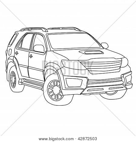 Suv Car Outline Vector & Photo (Free Trial) | Bigstock
