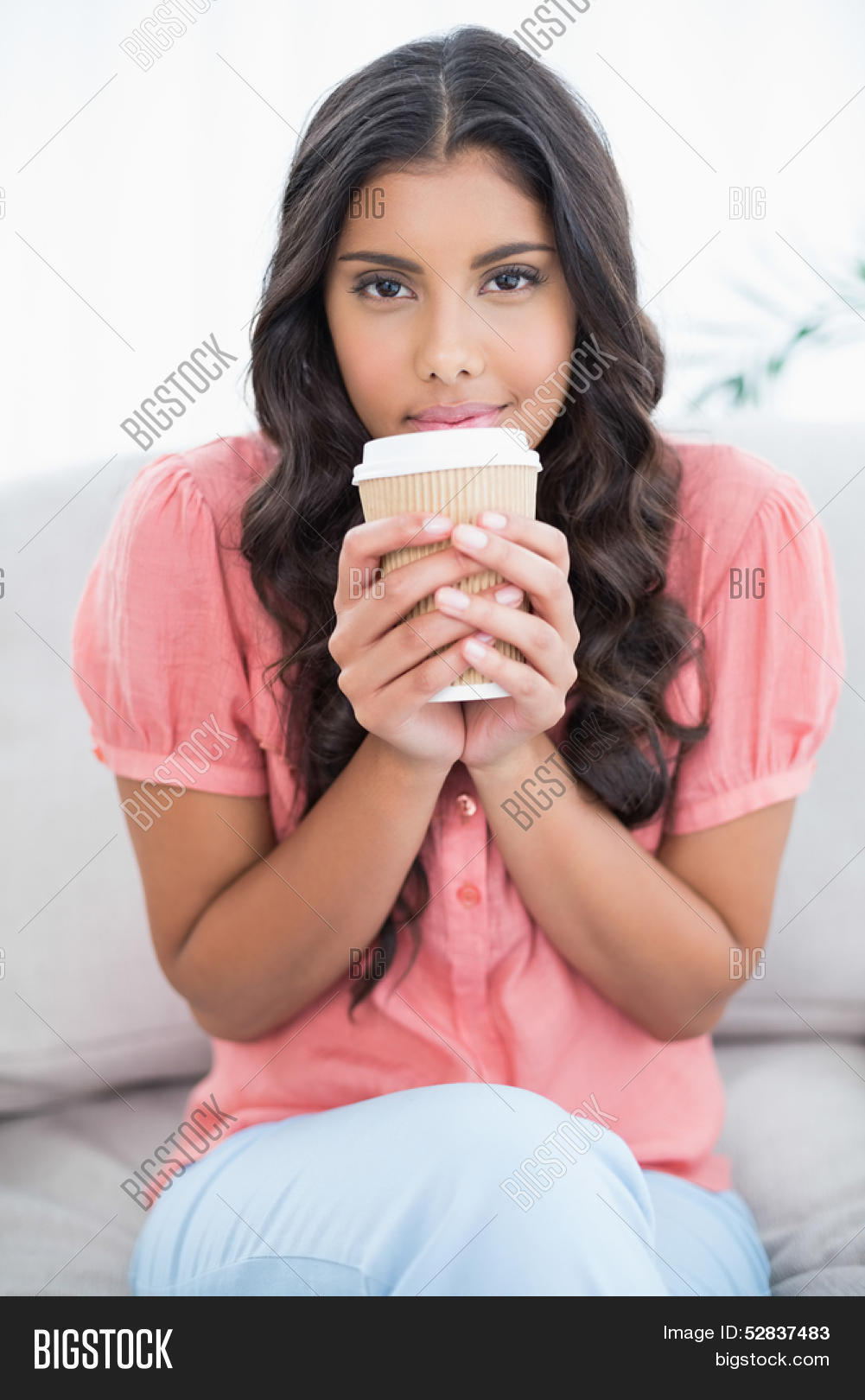 Calm Cute Brunette Image And Photo Free Trial Bigstock