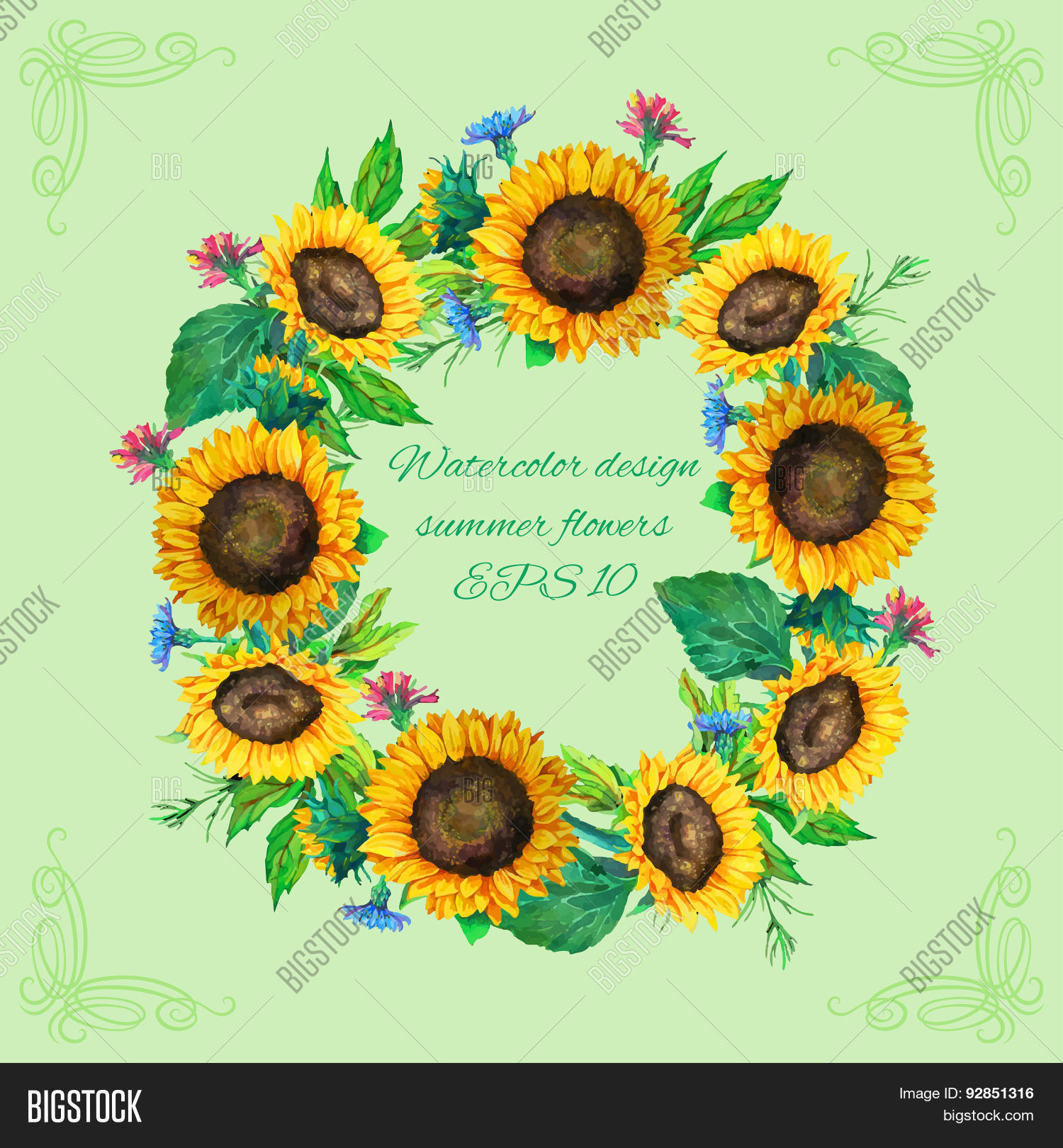 Card Sunflowers Vector & Photo (Free Trial) | Bigstock
