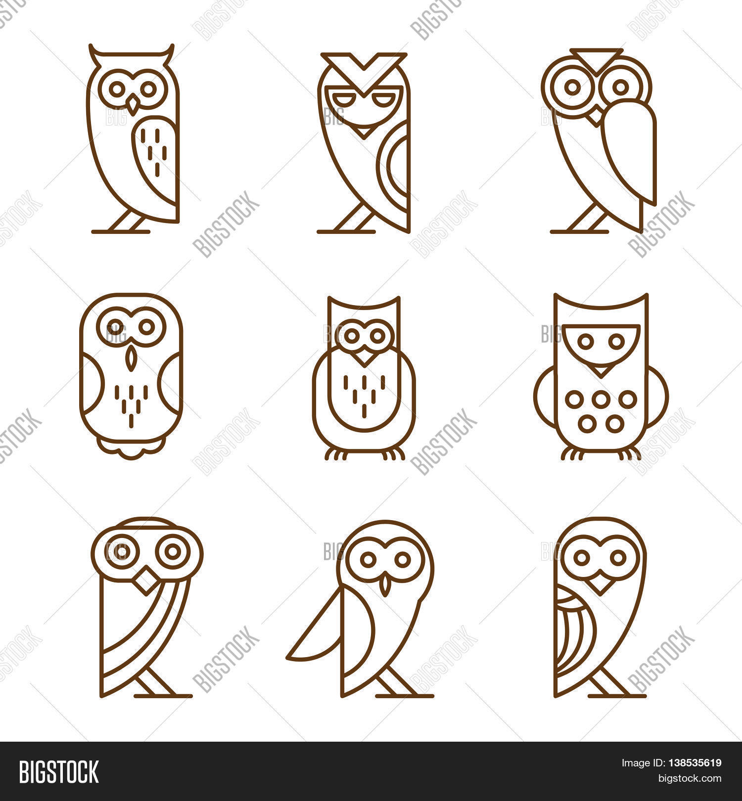 Set Owl Logos Emblems Image & Photo (Free Trial) | Bigstock