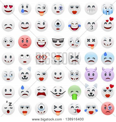 Set White Emoticons. Vector & Photo (Free Trial) | Bigstock