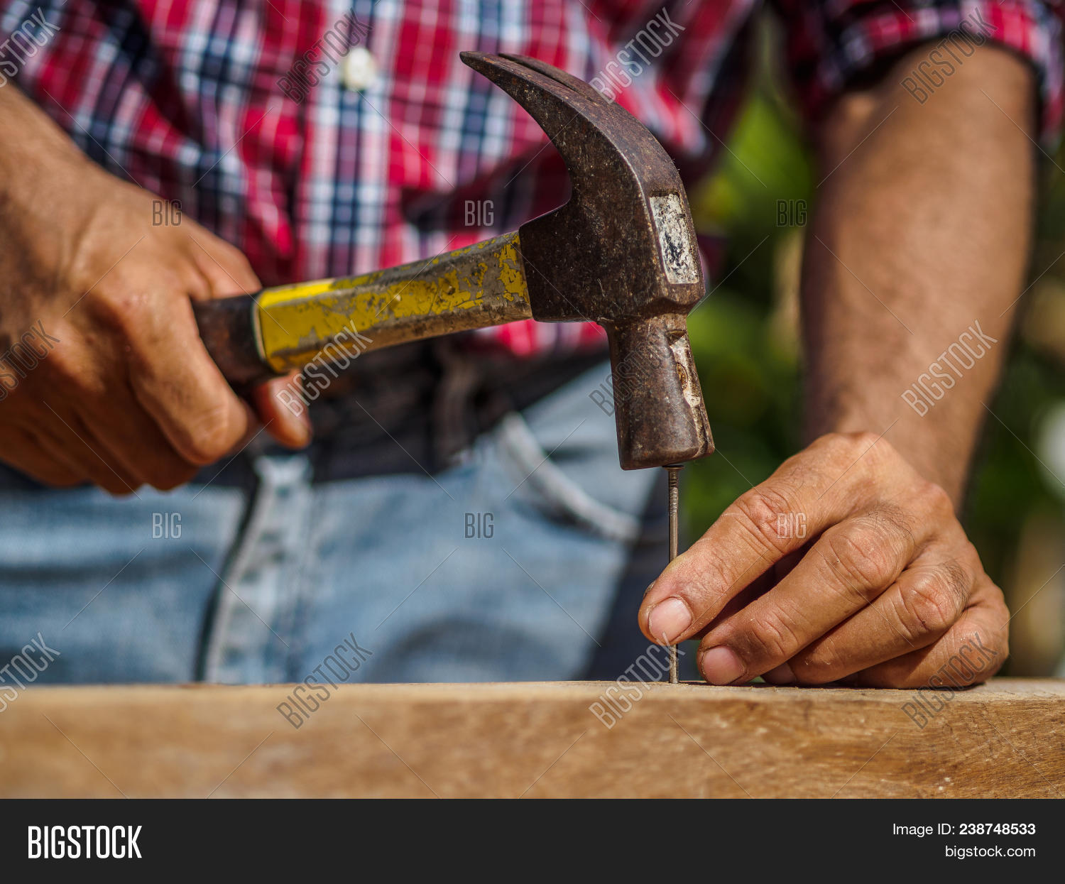 Close Hammering Nail Image & Photo (Free Trial) | Bigstock