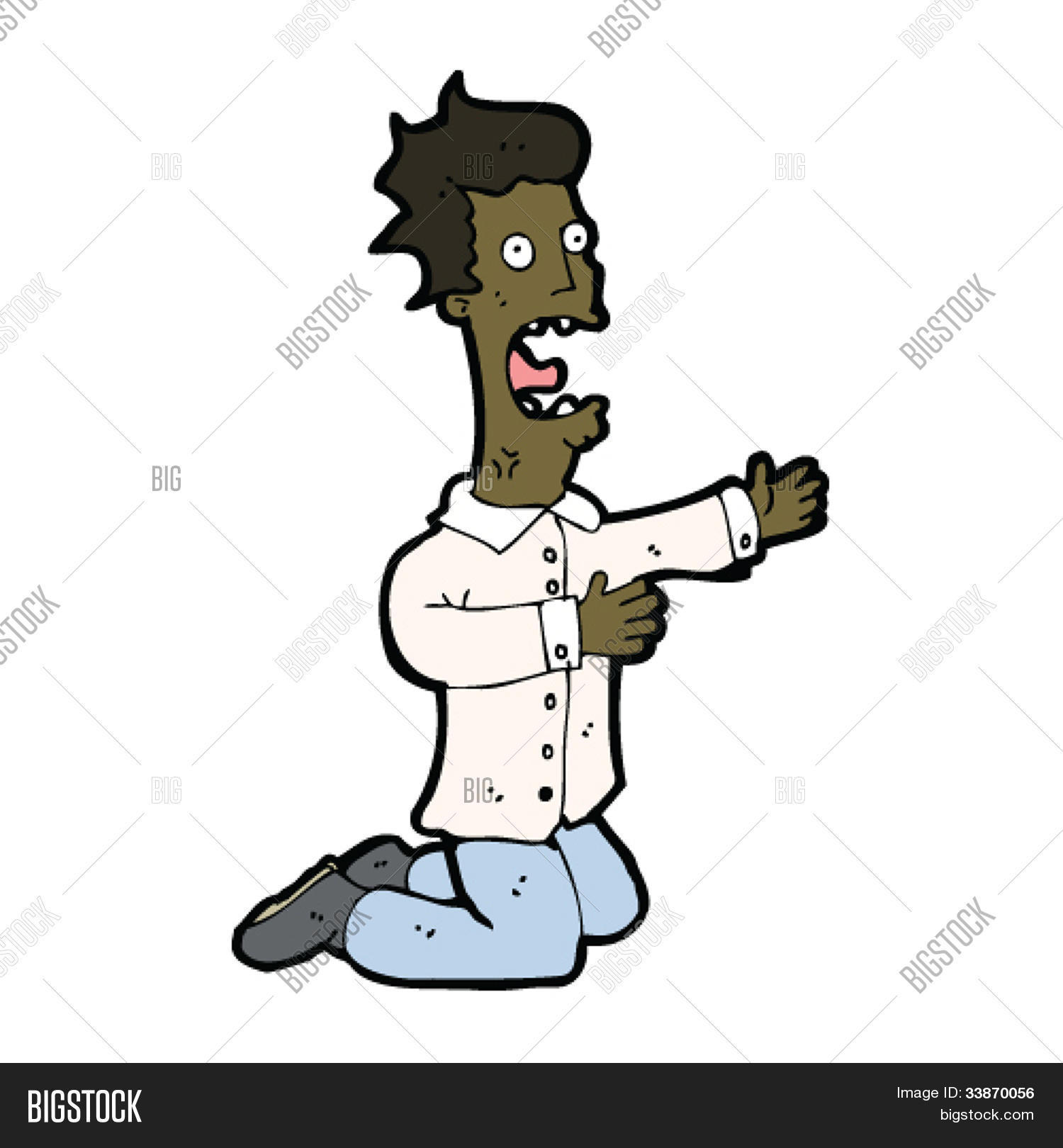 Cartoon Woman On Her Knees Pleading And Begging Stock Vector