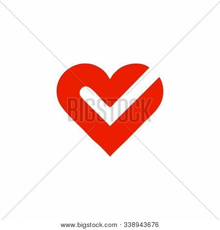 Heart Check Icon Flat Vector & Photo (Free Trial) | Bigstock