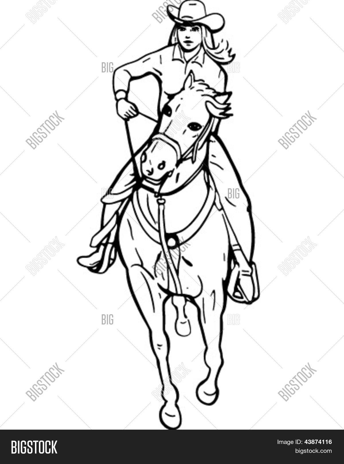 Cowgirl Barrel Racer Vector & Photo (Free Trial) | Bigstock