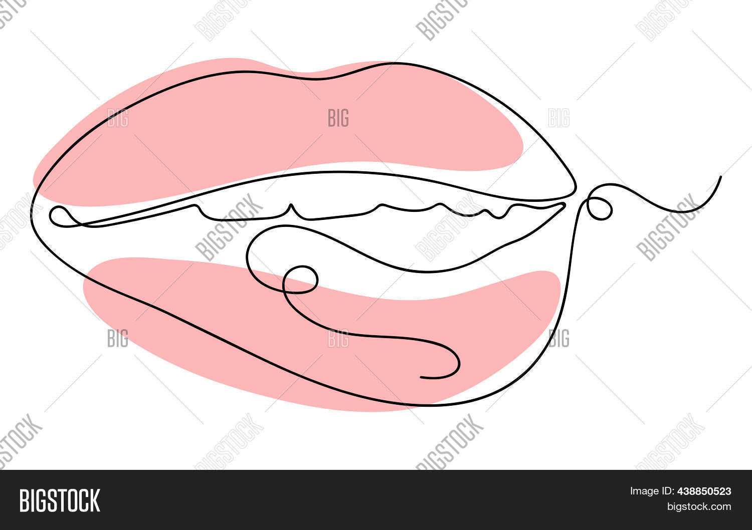 Lips One Line Style. Image & Photo (Free Trial) | Bigstock