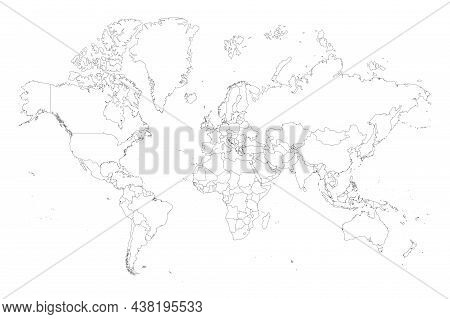 Map World. Mercator Vector & Photo (Free Trial) | Bigstock
