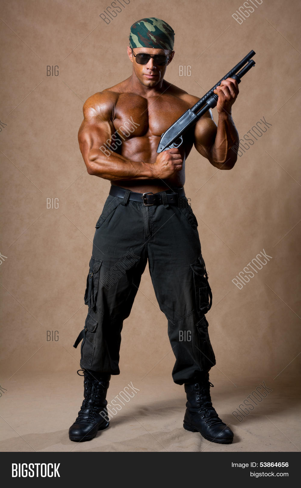 Muscular Man Gun Full Image & Photo (Free Trial) | Bigstock