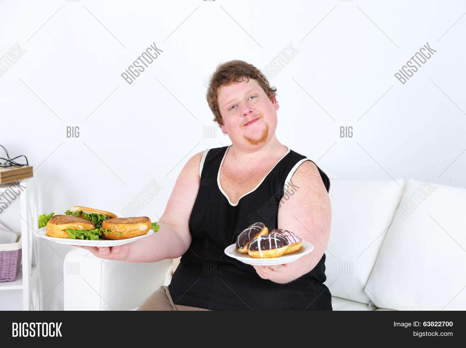 Fat Man Holding Plates Image & Photo (Free Trial) | Bigstock