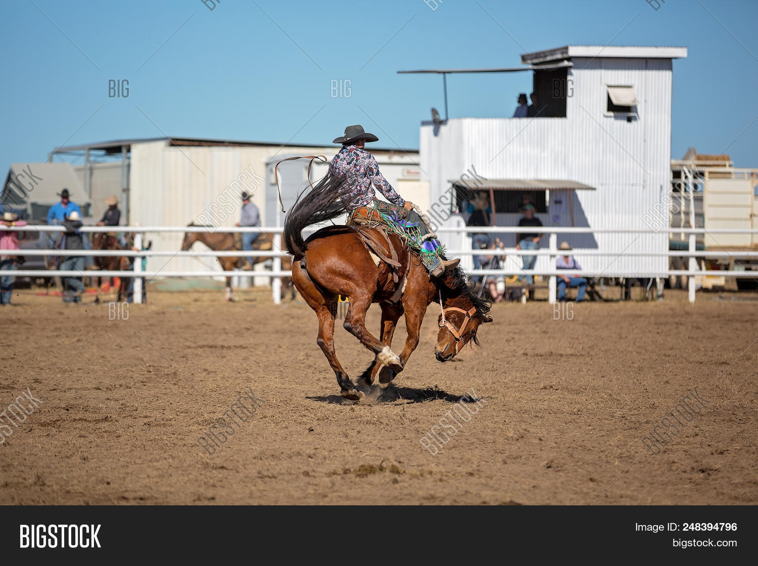 Cowboy Riding Bucking Image & Photo (Free Trial) | Bigstock