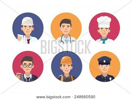 Set Round Portraits Vector & Photo (Free Trial) | Bigstock