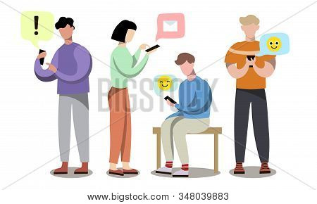 Women Men Texting Vector & Photo (Free Trial) | Bigstock