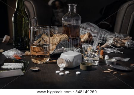 Drugs Alcohol On Table Image & Photo (Free Trial) | Bigstock