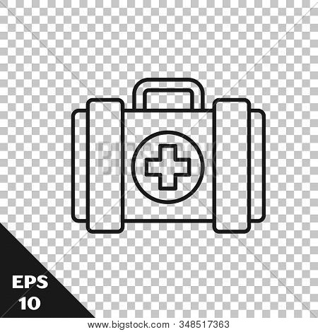 Black Line Pet First Aid Kit Icon Isolated On Transparent Background ...