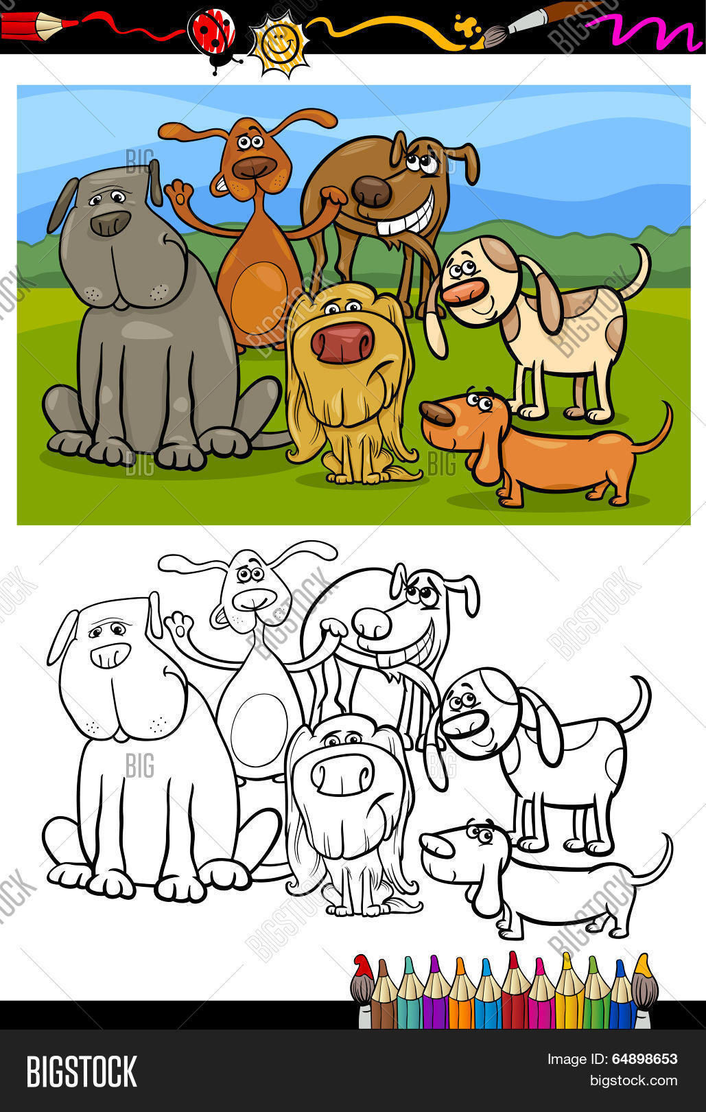 Dogs Group Cartoon Vector & Photo (Free Trial) | Bigstock