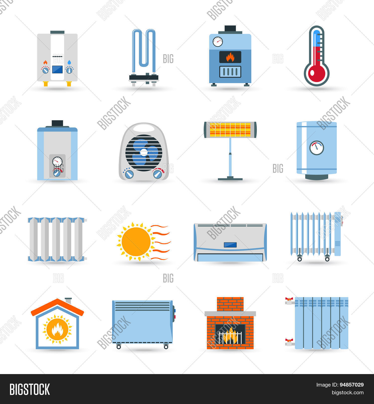Heating Flat Color Vector & Photo (Free Trial) | Bigstock