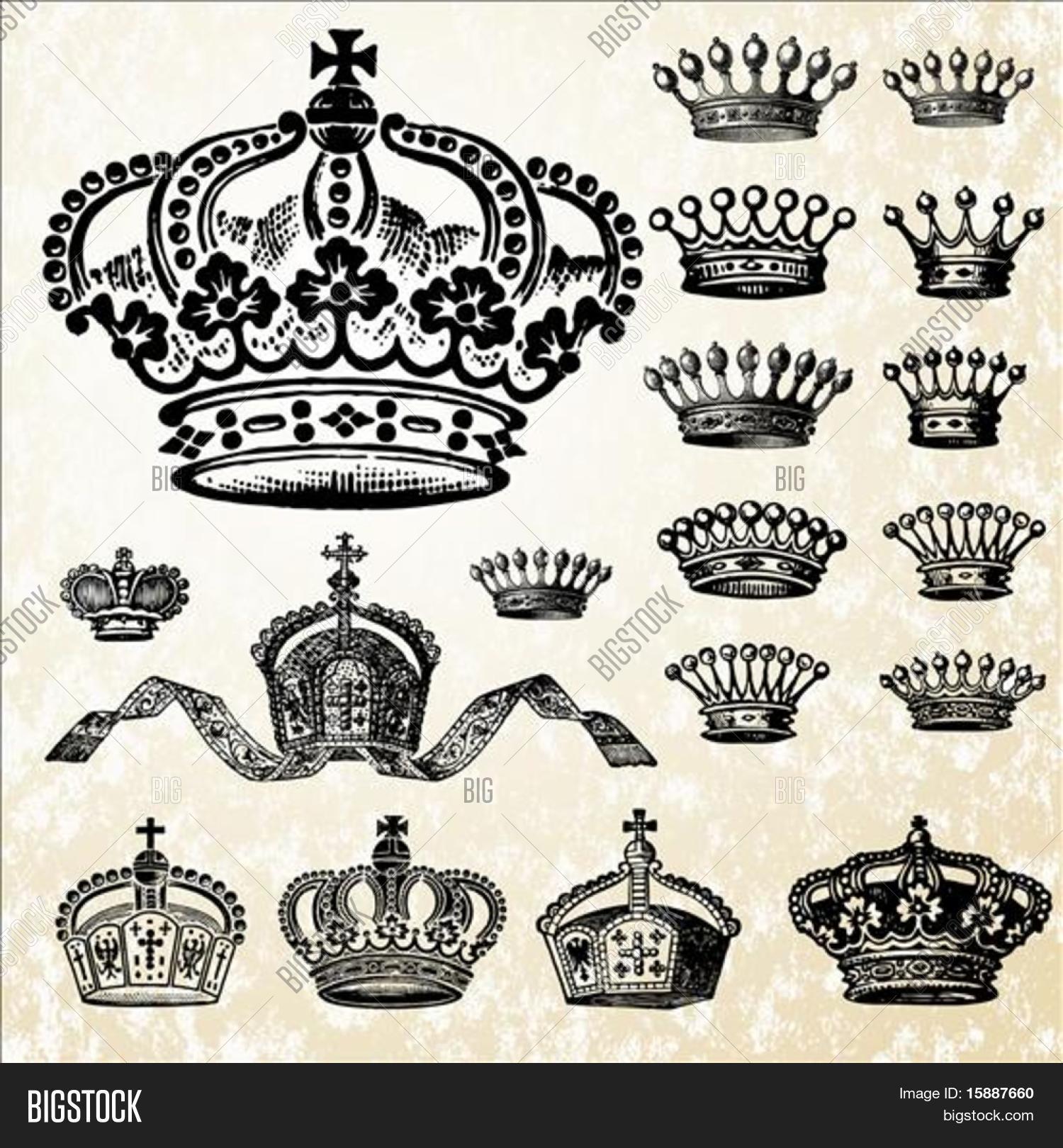 Detailed Set Crown Vector & Photo (Free Trial) | Bigstock