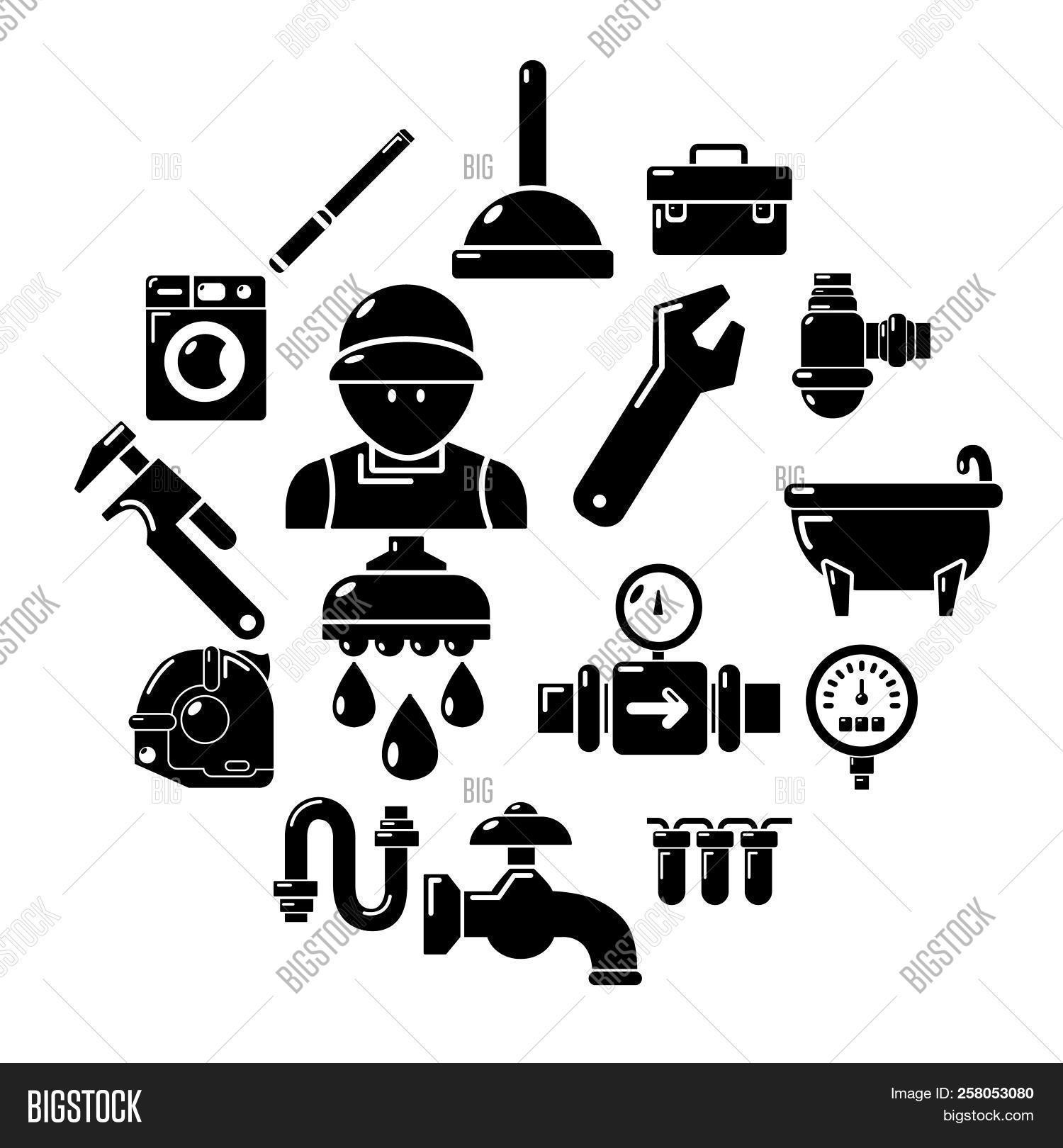 Plumber Symbols Icons Image & Photo (Free Trial) | Bigstock