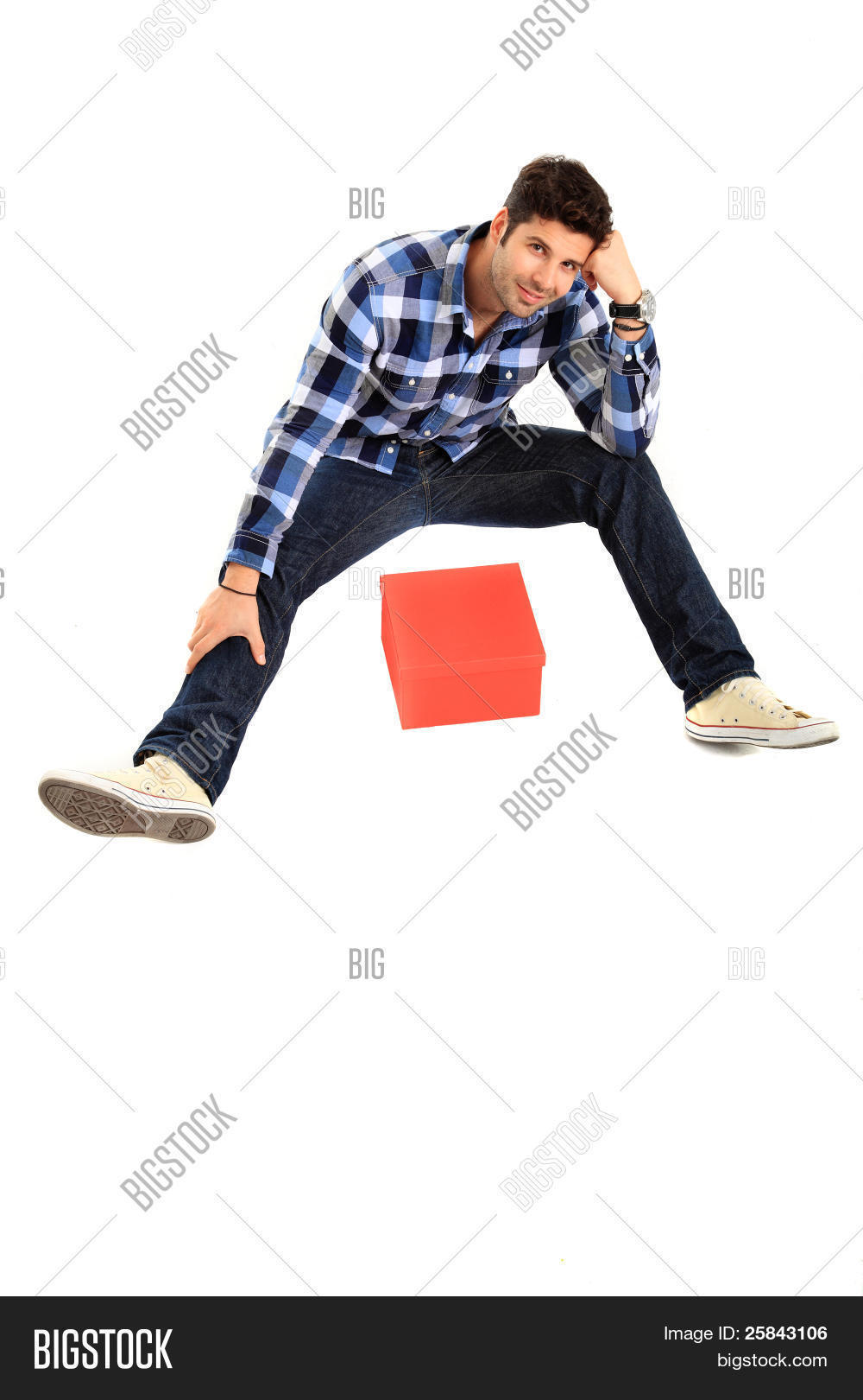 Sitting Man Box Image & Photo (Free Trial) | Bigstock