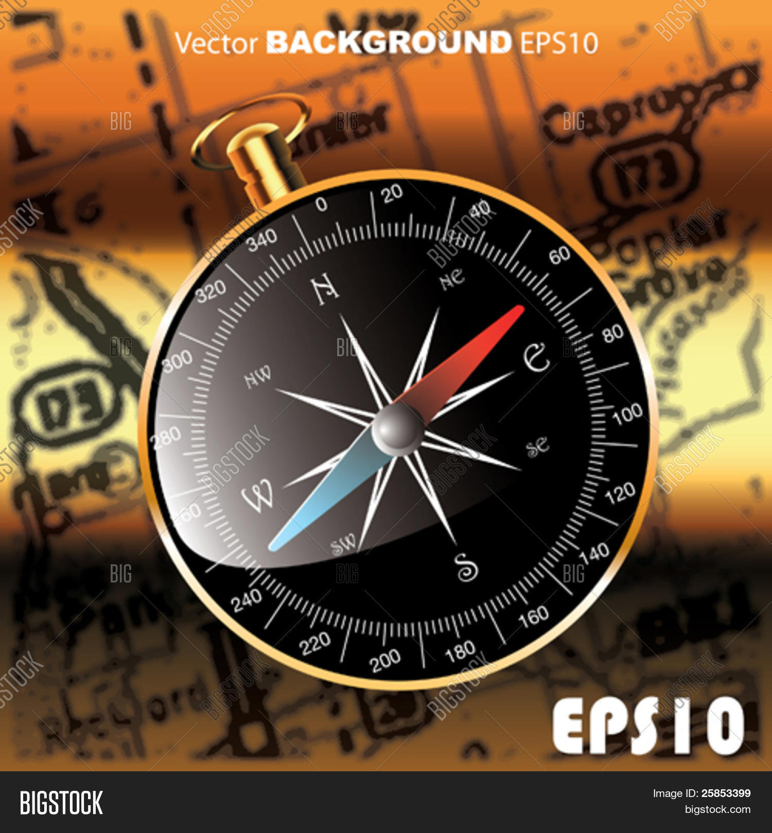 VECTOR GOLDEN COMPASS Vector & Photo (Free Trial) | Bigstock