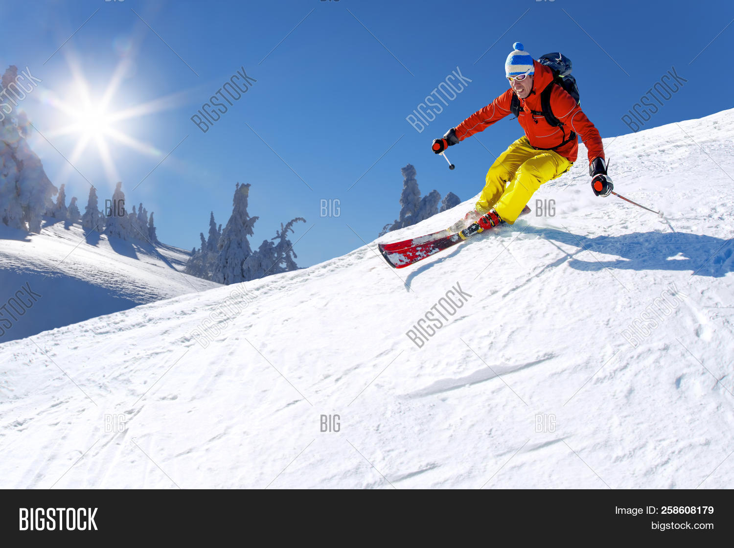 Skier Skiing Downhill Image & Photo (Free Trial) | Bigstock