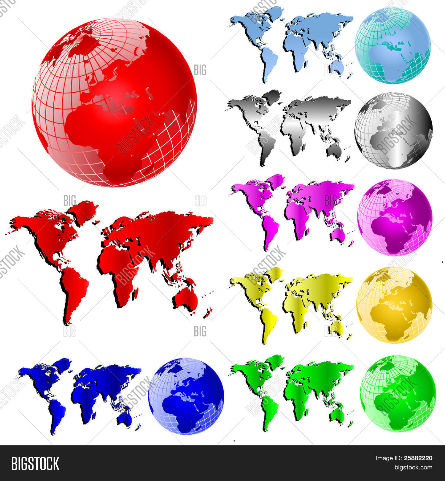 Set Seven Maps World Image & Photo (Free Trial) | Bigstock