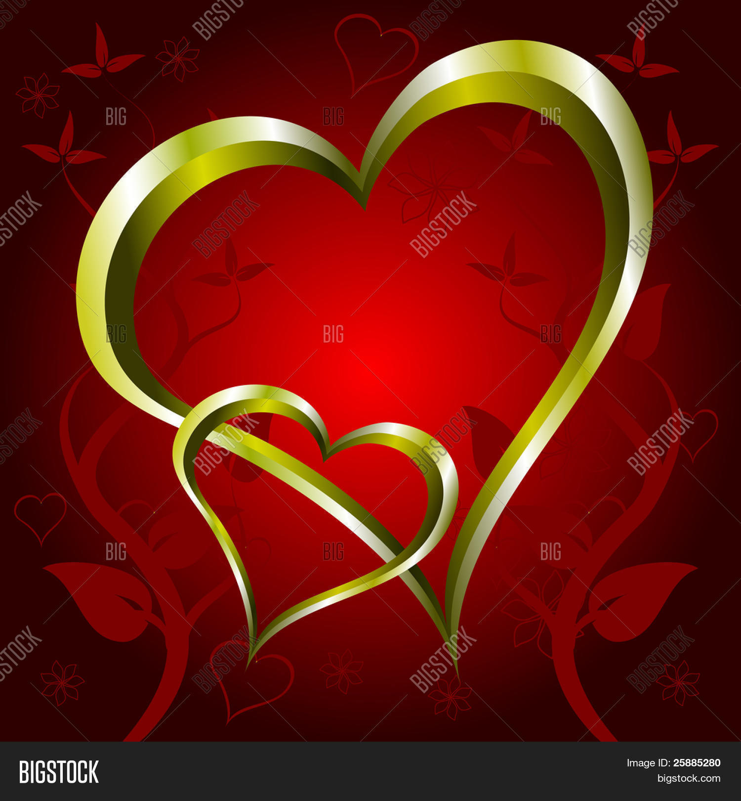 Gold Hearts Vector Vector & Photo (Free Trial) | Bigstock