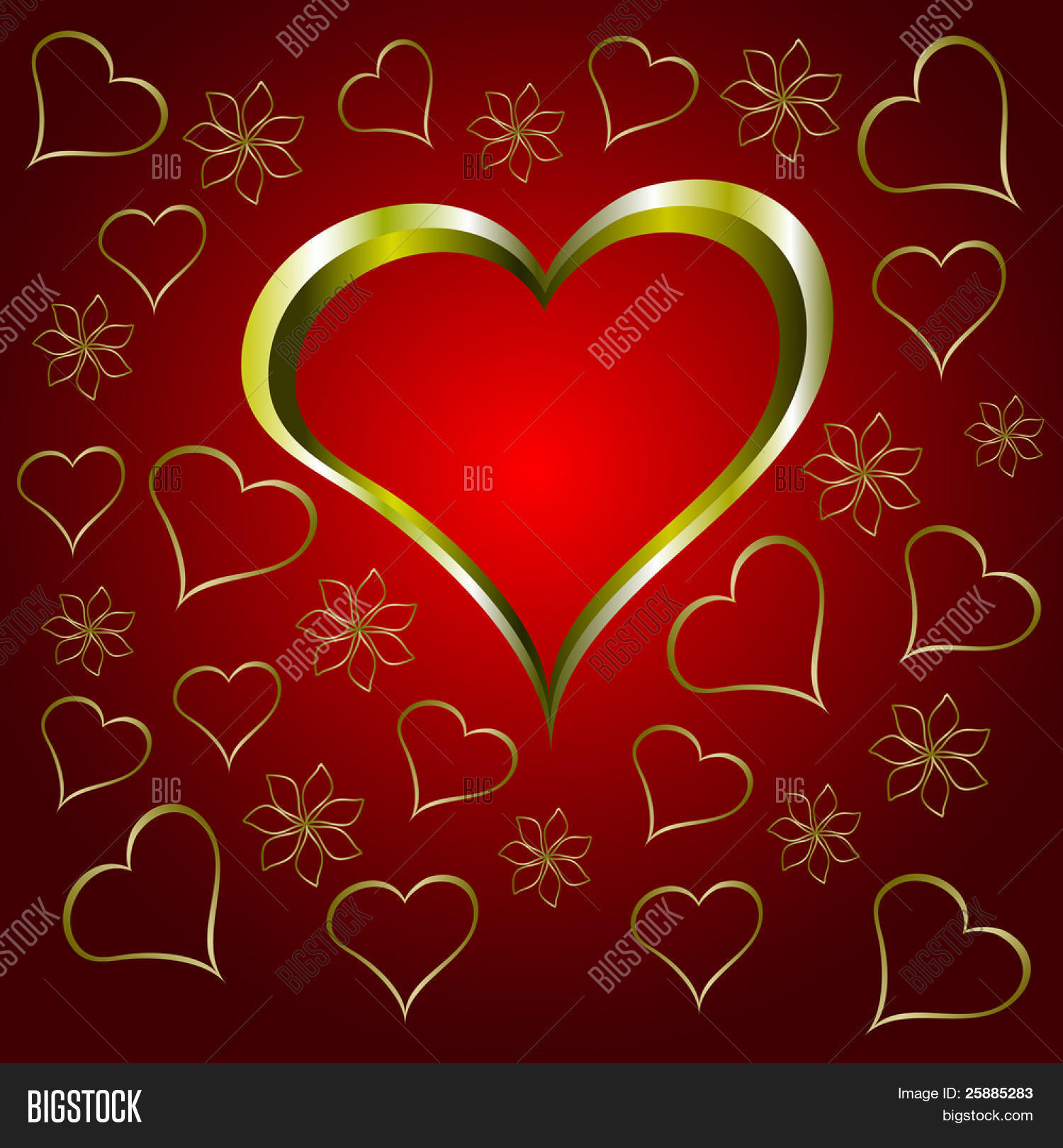 Gold Hearts Vector Vector & Photo (Free Trial) | Bigstock