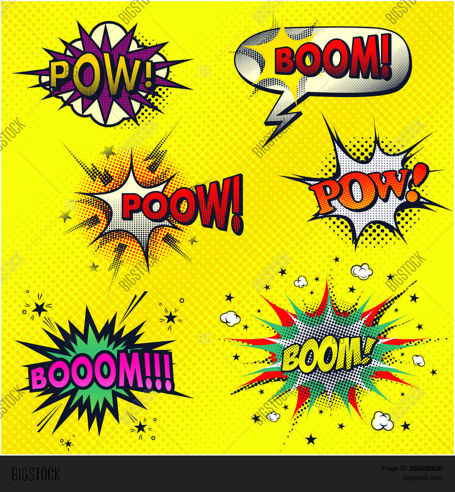 Set Comic Style Sound Vector & Photo (Free Trial) | Bigstock