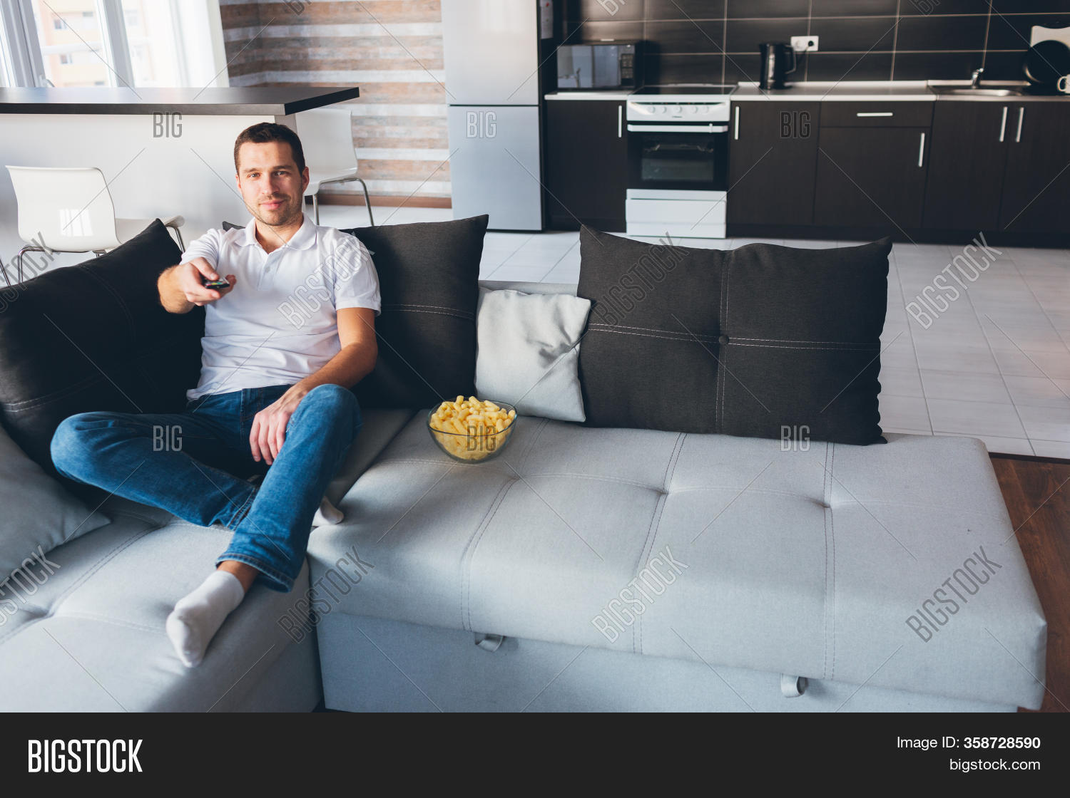 Young Man Watch Tv His Image & Photo (Free Trial) | Bigstock