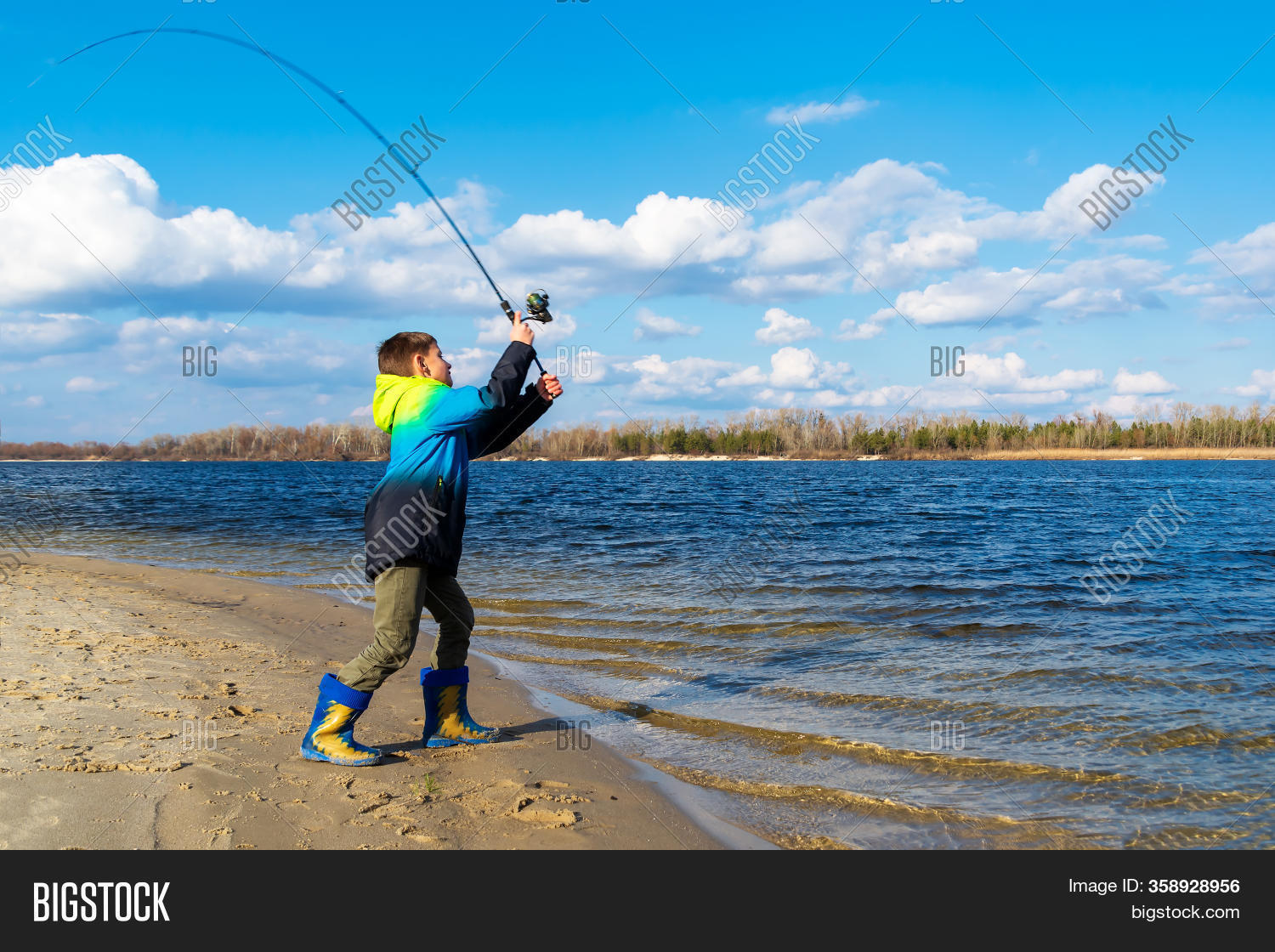Teen Boy Catching Fish Image & Photo (Free Trial) | Bigstock