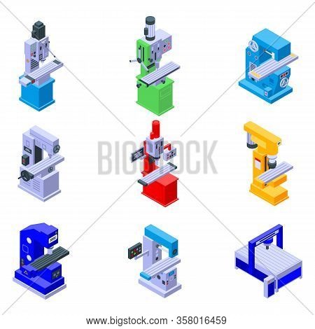 Milling Machine Icons Vector & Photo (Free Trial) | Bigstock