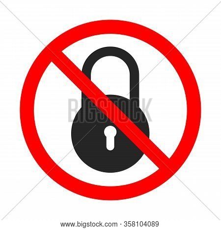 No Lock Sign On White Vector & Photo (Free Trial) | Bigstock